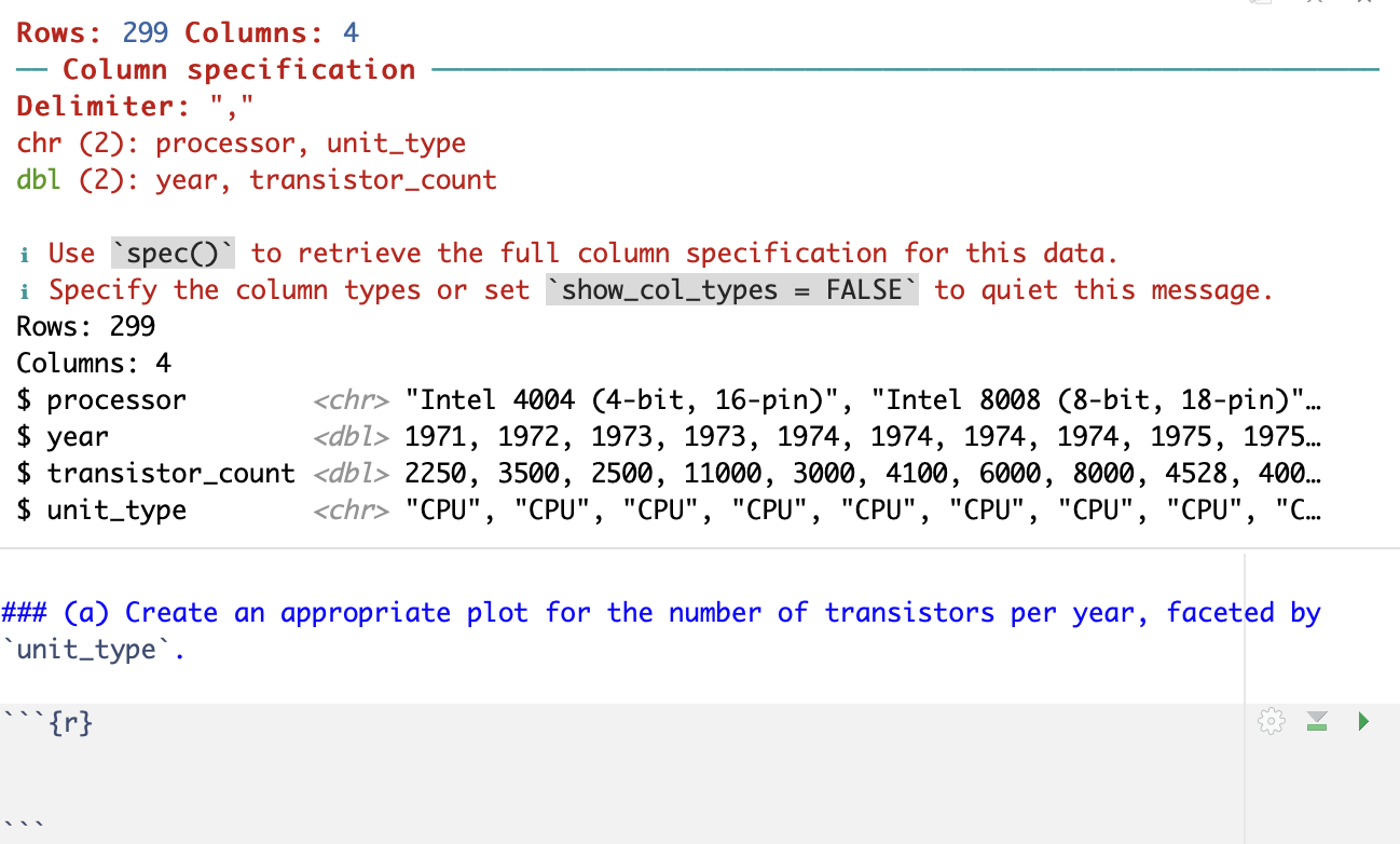 Rows: 299 Columns: 4 Column specification Delimiter: | Chegg.com