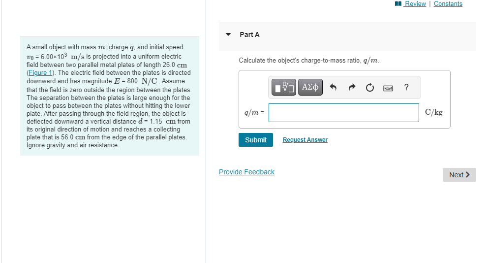 Solved A small object with mass m, charge q, and initial | Chegg.com
