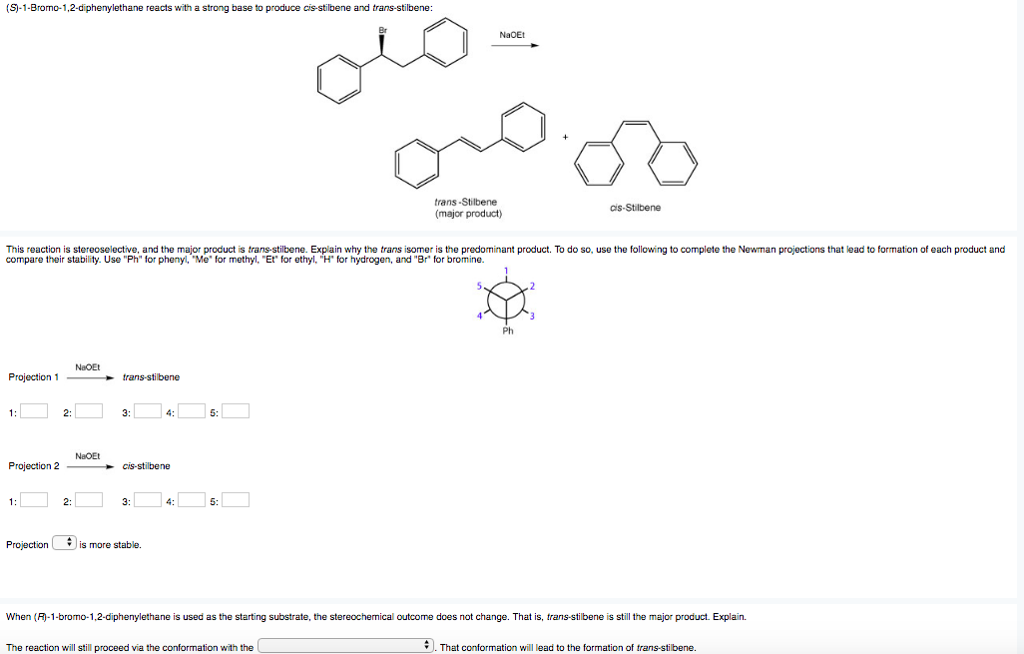 (S)-1-Bromo-1,2-diphenylethane reacts with a strong | Chegg.com
