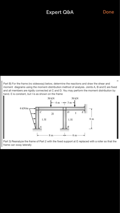 Solved Part B) For the frame (no sidesway) below, determine | Chegg.com