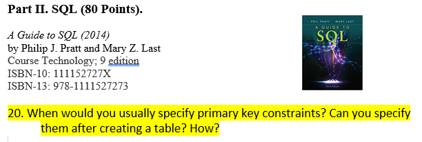 Solved Part II. SQL (80 Points). A GUIDE TO SOL A Guide to | Chegg.com