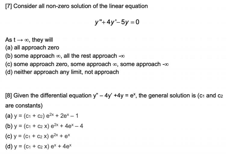Solved [7] Consider all non-zero solution of the linear | Chegg.com