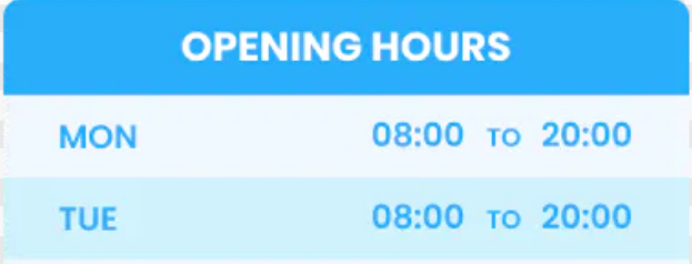 Solved how can i recreate this table?OPENING HOURS in html | Chegg.com