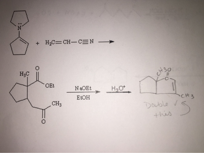 Solved + H2C=CH-CEN * H3C = OET H2O+ NOEL EtOH CH3 -CH3 | Chegg.com