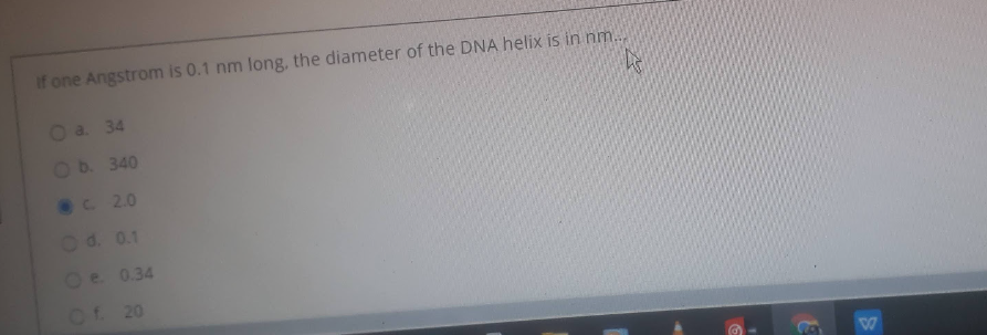 Solved if one Angstrom is 0.1 nm long, the diameter of the | Chegg.com