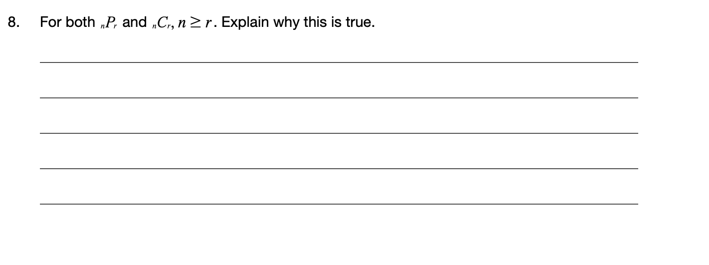 Solved They gave two examples, permutation (nPr) and | Chegg.com
