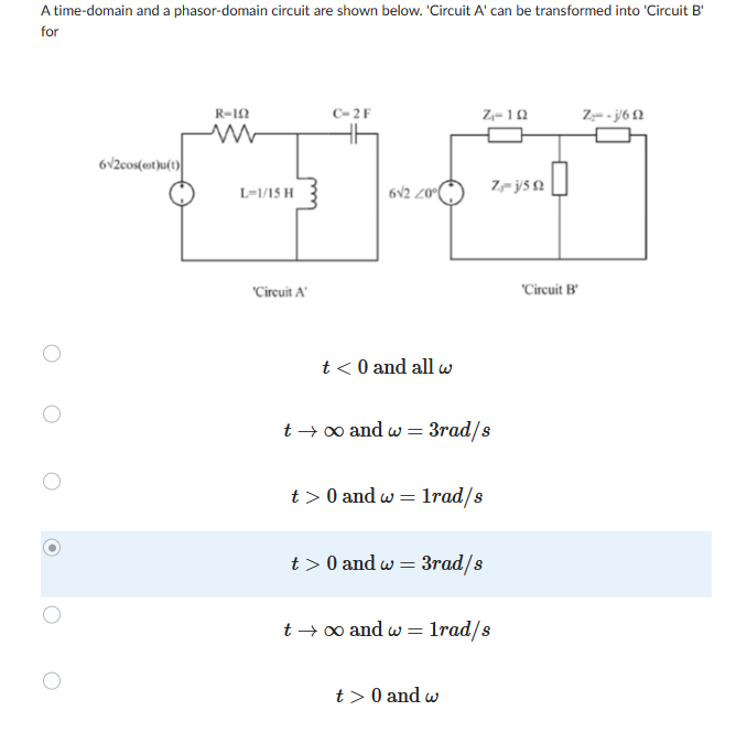 Solved A time-domain and a phasor-domain circuit are shown | Chegg.com