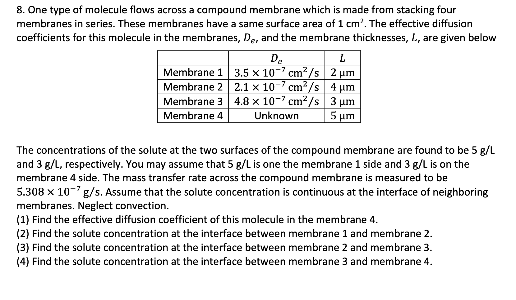 8. One type of molecule flows across a compound | Chegg.com