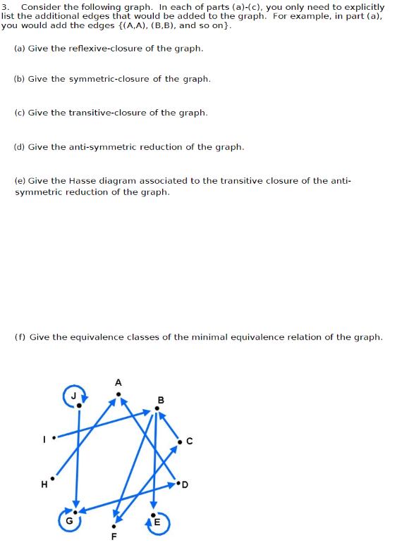Solved 3. Consider the following graph. In each of parts | Chegg.com
