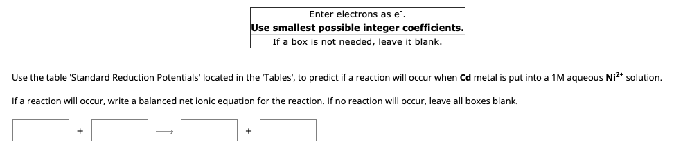 Solved Use The Table Standard Reduction Potentials Located