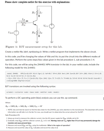 Please Show Complete Netlist For This Exercise With 