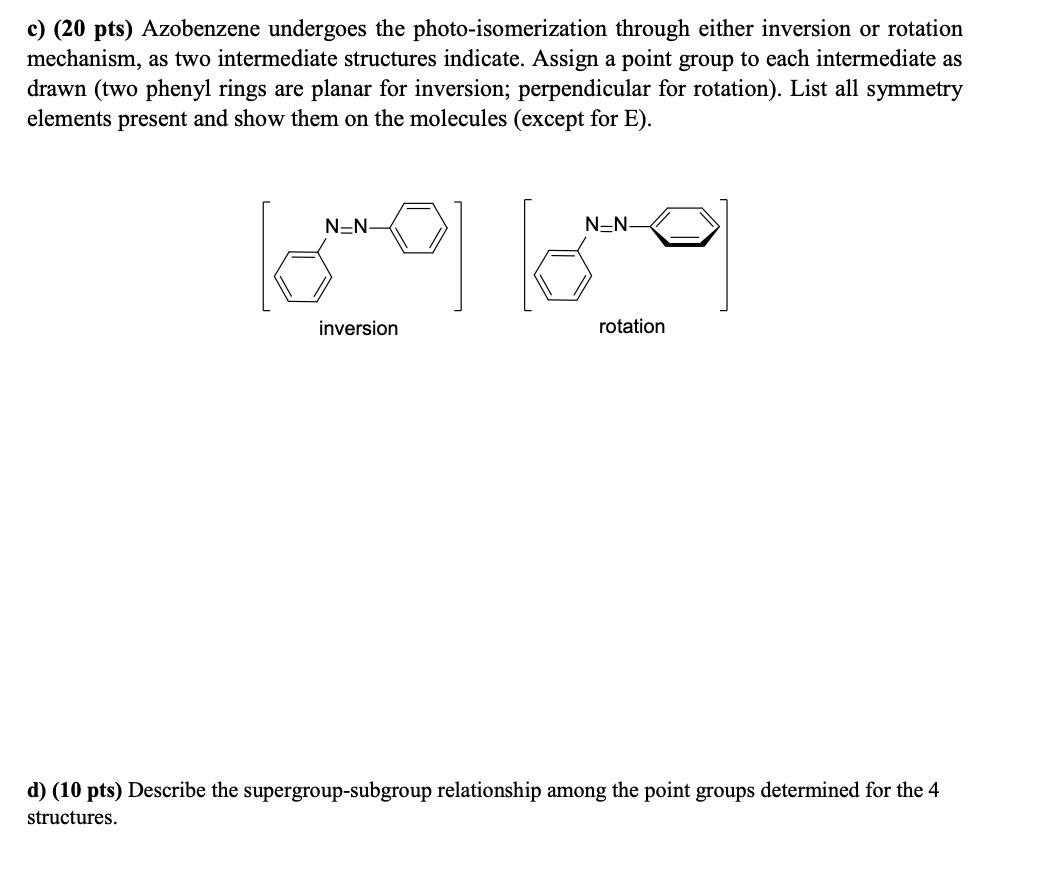 Solved 2. (90 pts) Azobenzene shown below is a photoswitch | Chegg.com