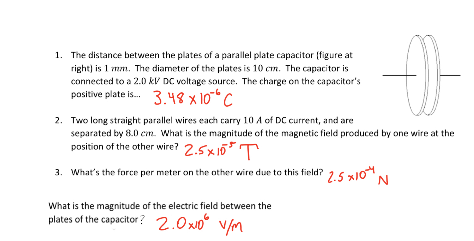 Solved 1. The distance between the plates of a parallel | Chegg.com