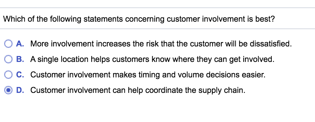 Solved Which of the following statements concerning customer | Chegg.com