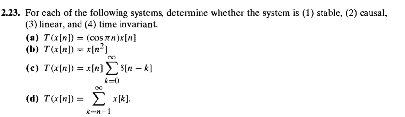 Solved 23. For each of the following systems, determine | Chegg.com