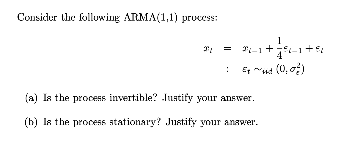 Consider the following ARMA(1,1) process: | Chegg.com Consider the following ARMA(1,1) process: | Chegg.com