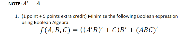 Solved NOTE: A′=A 1. (1 point +5 points extra credit) | Chegg.com