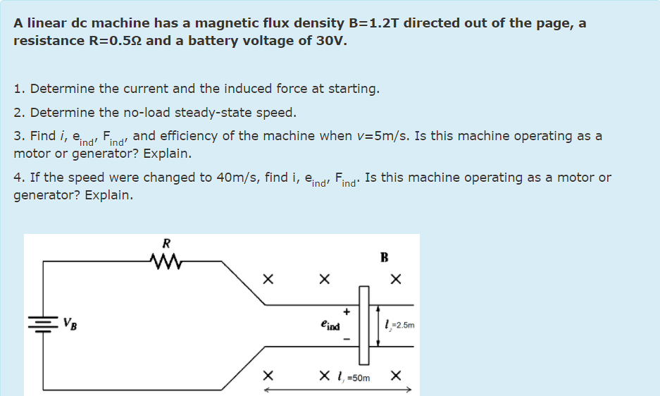 Solved A linear dc machine has a magnetic flux density | Chegg.com