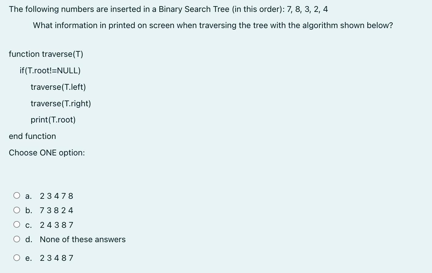 Solved The following numbers are inserted in a Binary Search | Chegg.com