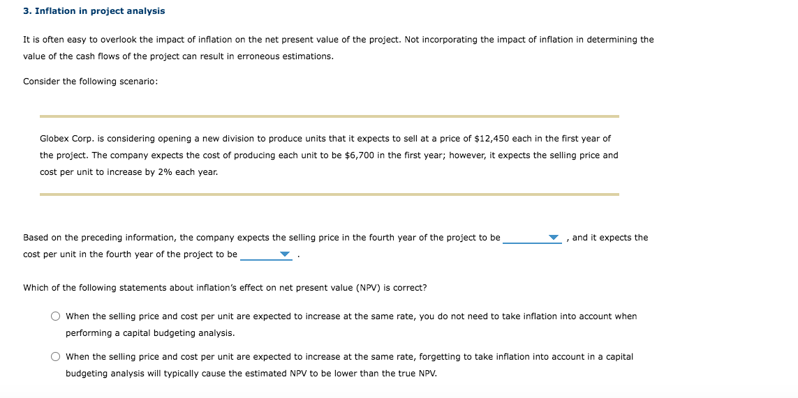 Solved 3. Inflation in project analysis It is often easy to | Chegg.com