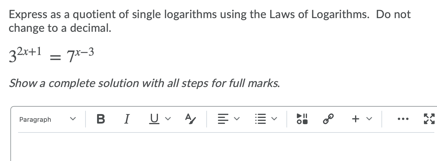 Solved Express as a quotient of single logarithms using the | Chegg.com
