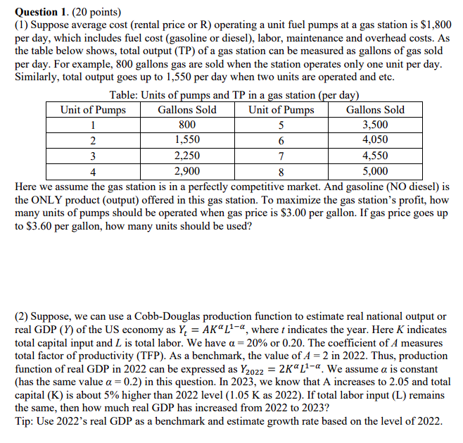 Solved Question 1 20 Points 1 Suppose Average Cost Chegg