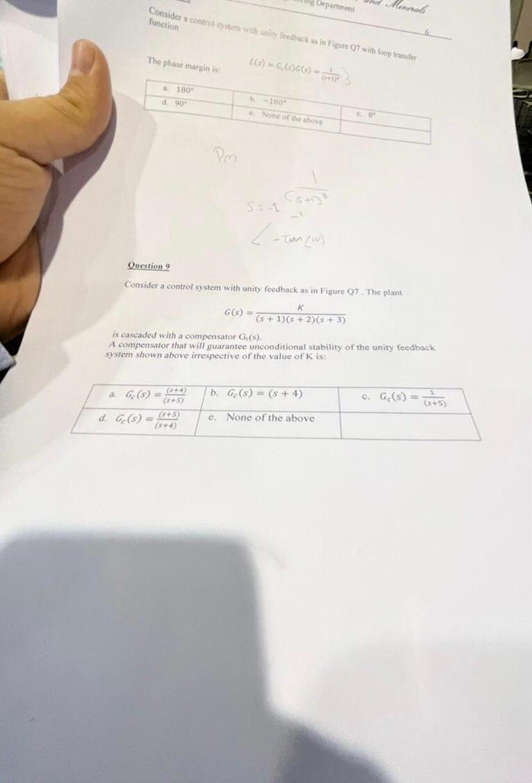 Solved Department Meneral Consider control system with my | Chegg.com