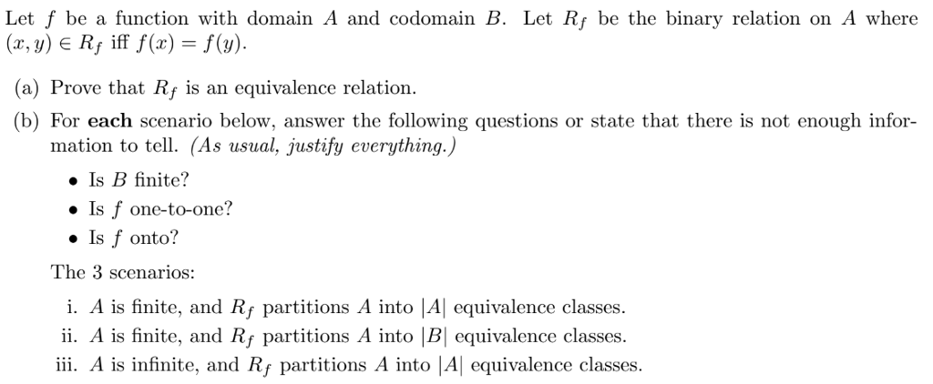Solved Let F Be A Function With Domain A And Codomain B Let