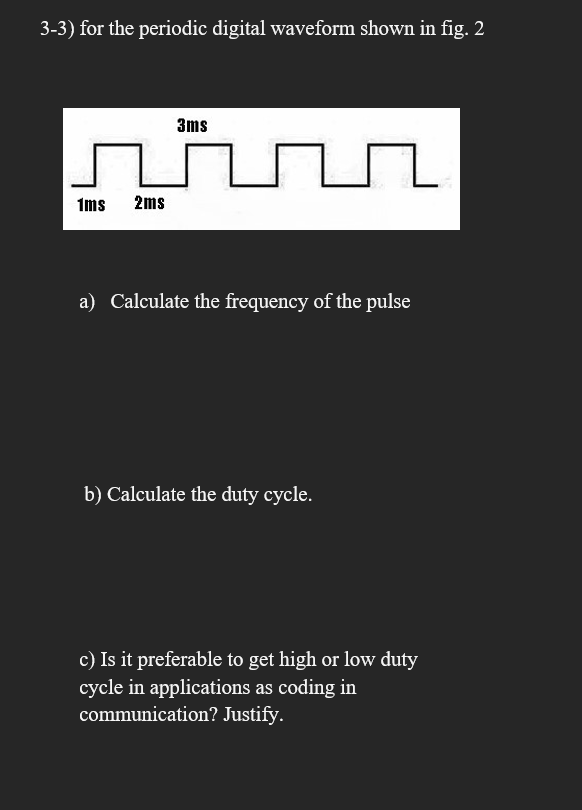 Solved 3-3) for the periodic digital waveform shown in fig. | Chegg.com