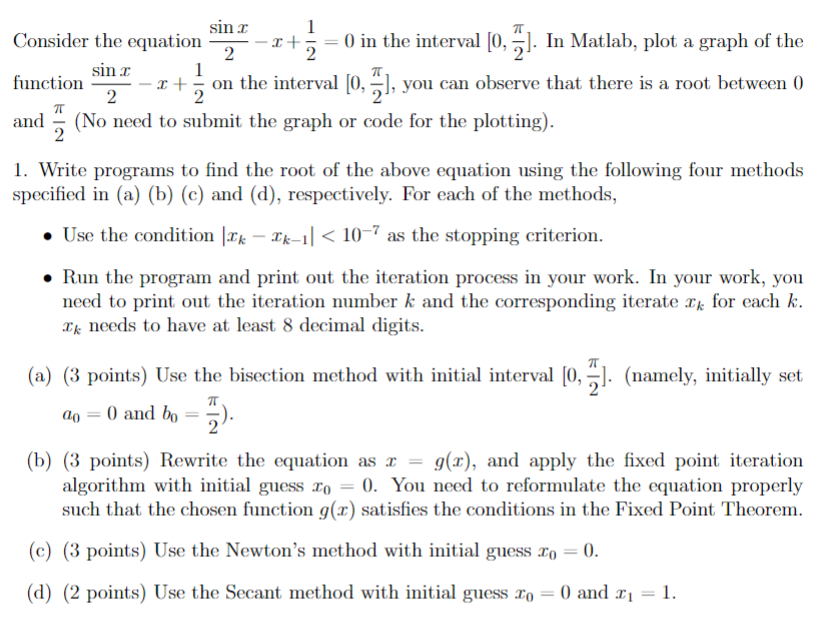 Solved Num 3.1-Please include the code. To print out xk in | Chegg.com