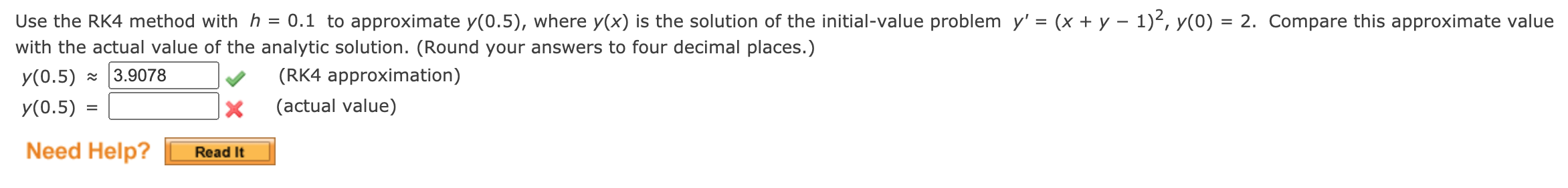 Solved Use the RK4 method with h = 0.1 to approximate | Chegg.com