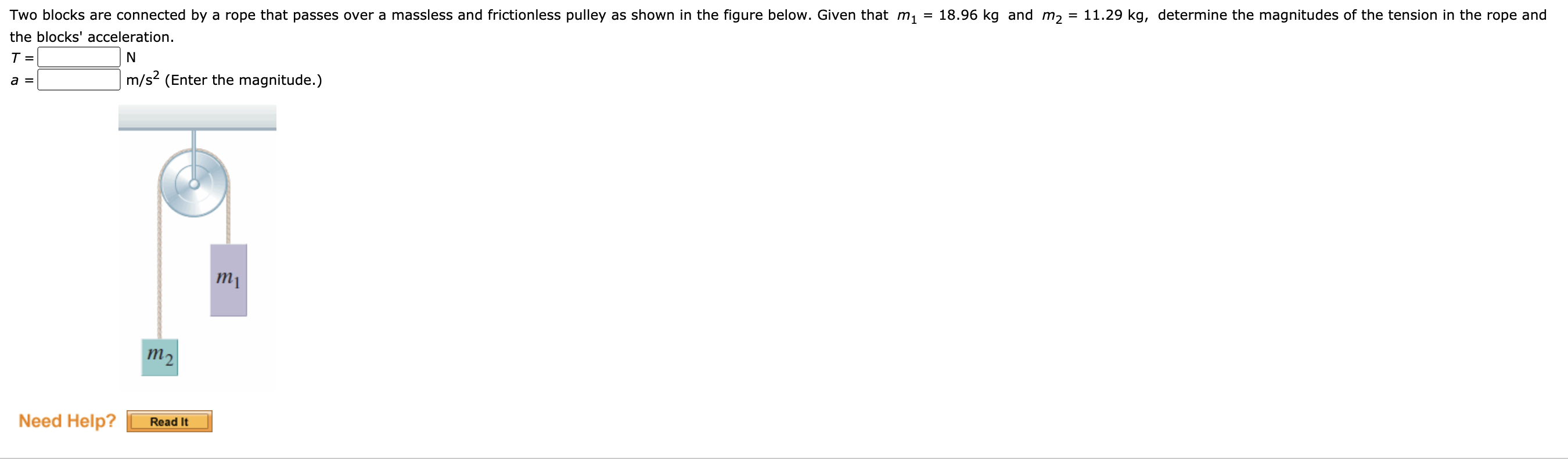 Solved Two blocks are connected by a rope that passes over a | Chegg.com