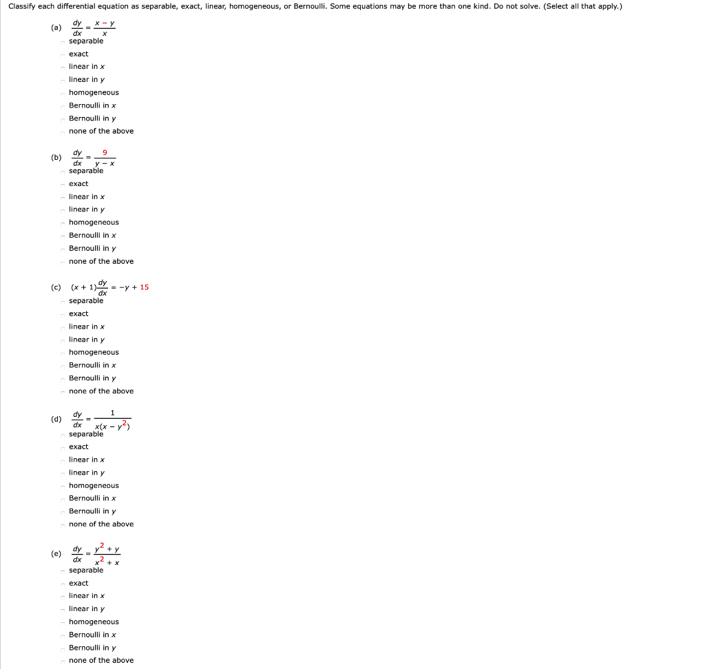 Solved Classify Each Differential Equation As Separable
