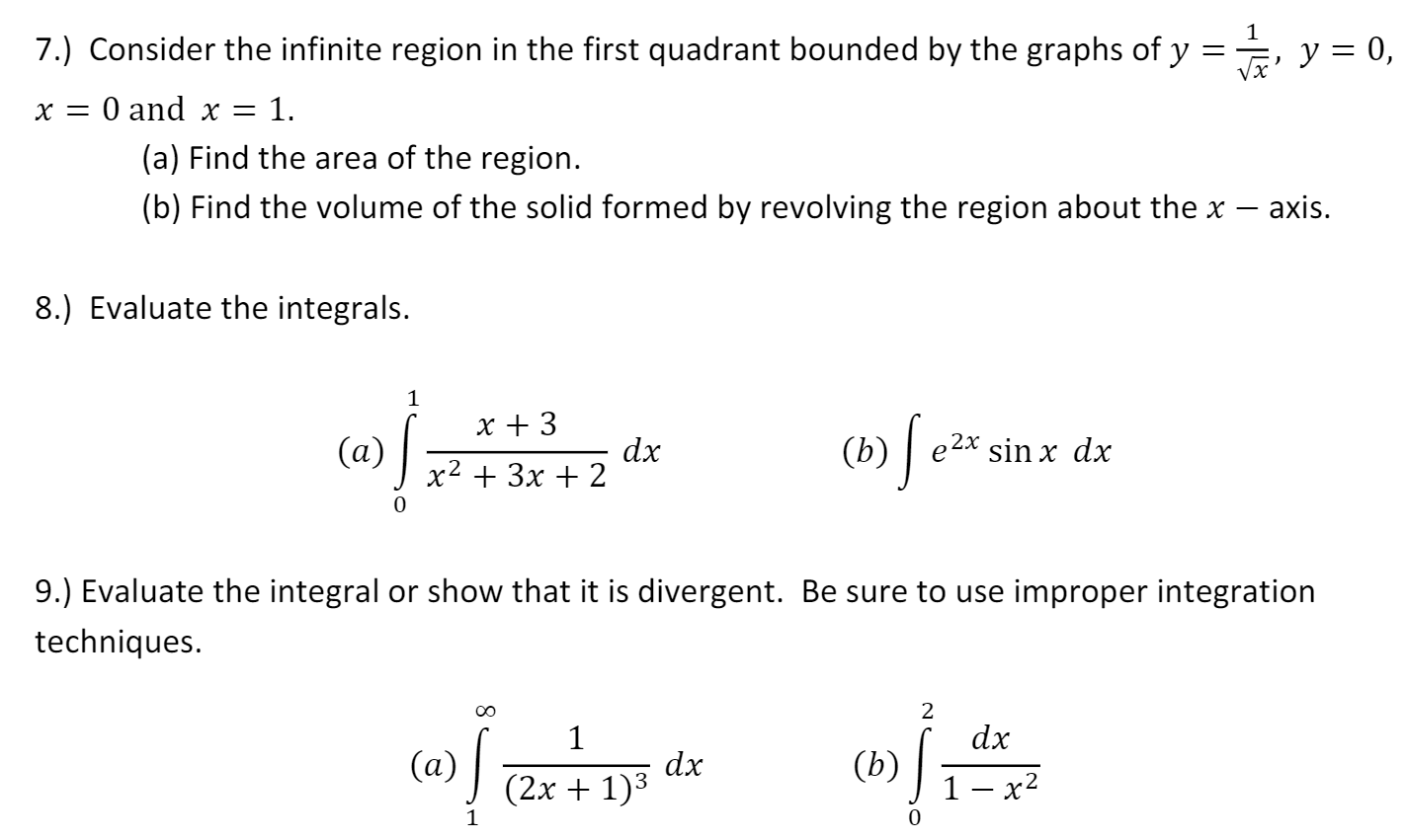 Solved 7.) Consider the infinite region in the first | Chegg.com