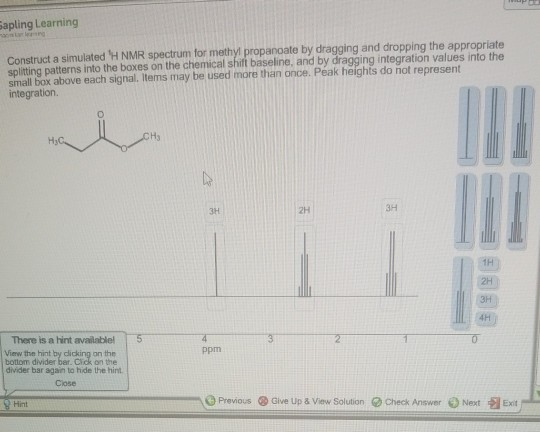 Solved apling Learning Construct a simulated H NMR spectrum | Chegg.com