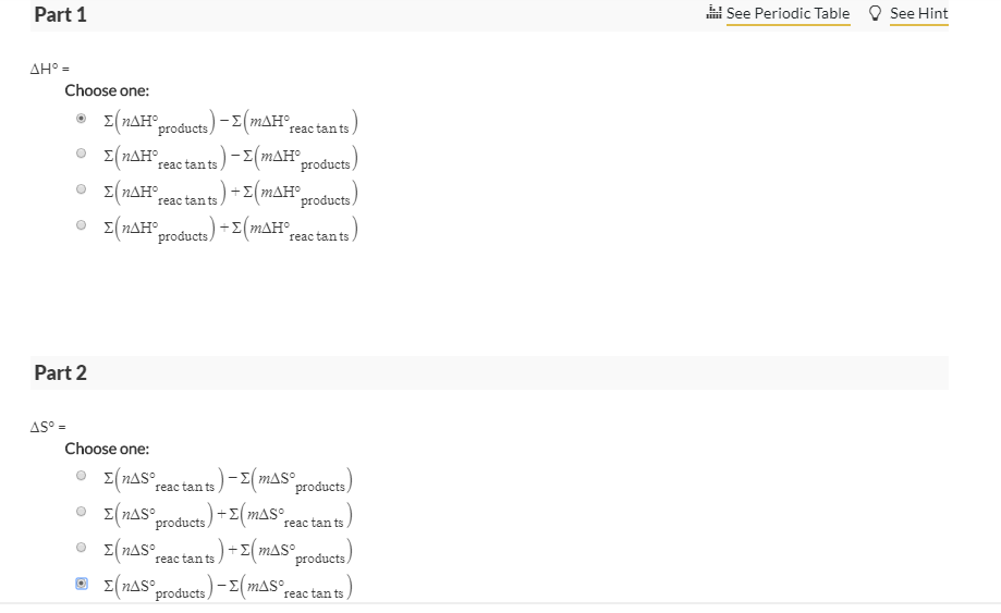 Solved Part 1 See Periodic Table See Hint Choose one: | Chegg.com