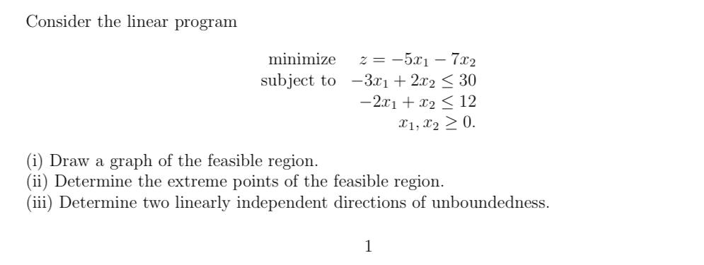 Solved Consider the linear program minimize subject to | Chegg.com