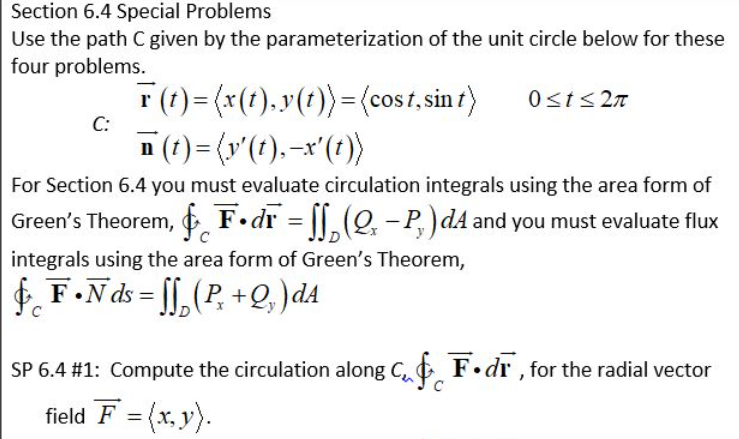 Section 6.4 Special Problems Use the path C given by | Chegg.com