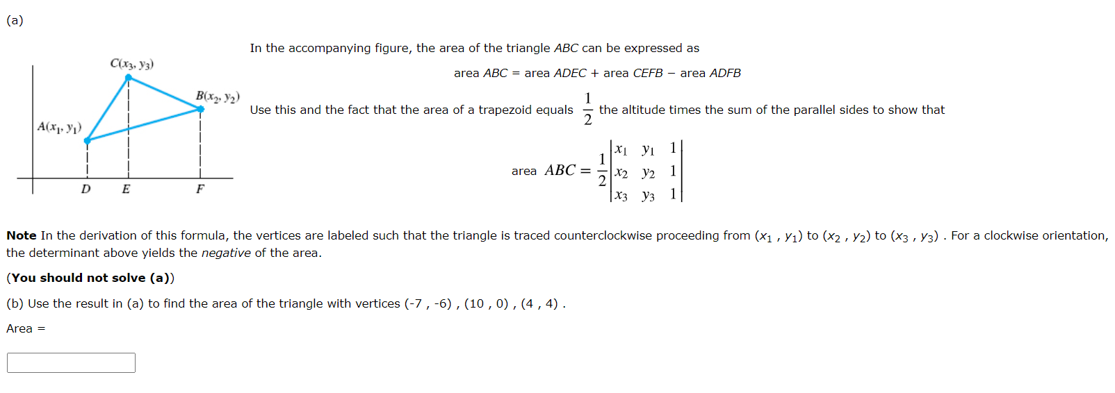 Solved (a) In the accompanying figure, the area of the | Chegg.com