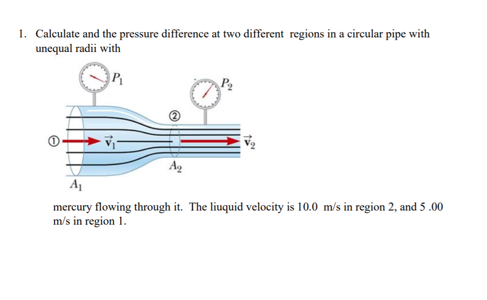 Solved 1. Calculate and the pressure difference at two | Chegg.com