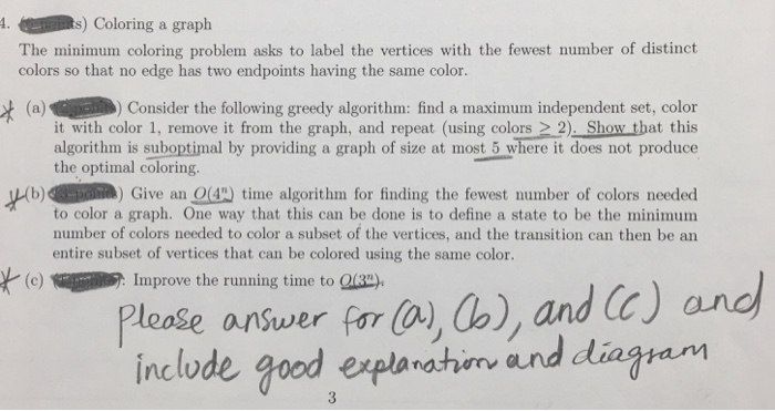 Solved ) Coloring a graph The minimum coloring problem asks | Chegg.com