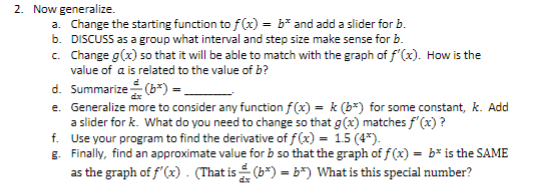 Solved 2. Now generalize. a. Change the starting function to | Chegg.com