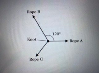 Solved Three ropes are tied in a knot as indicated in Figure | Chegg.com