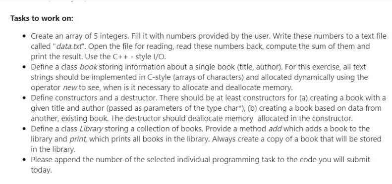 Solved Tasks to work on: Create an array of 5 integers. Fill | Chegg.com
