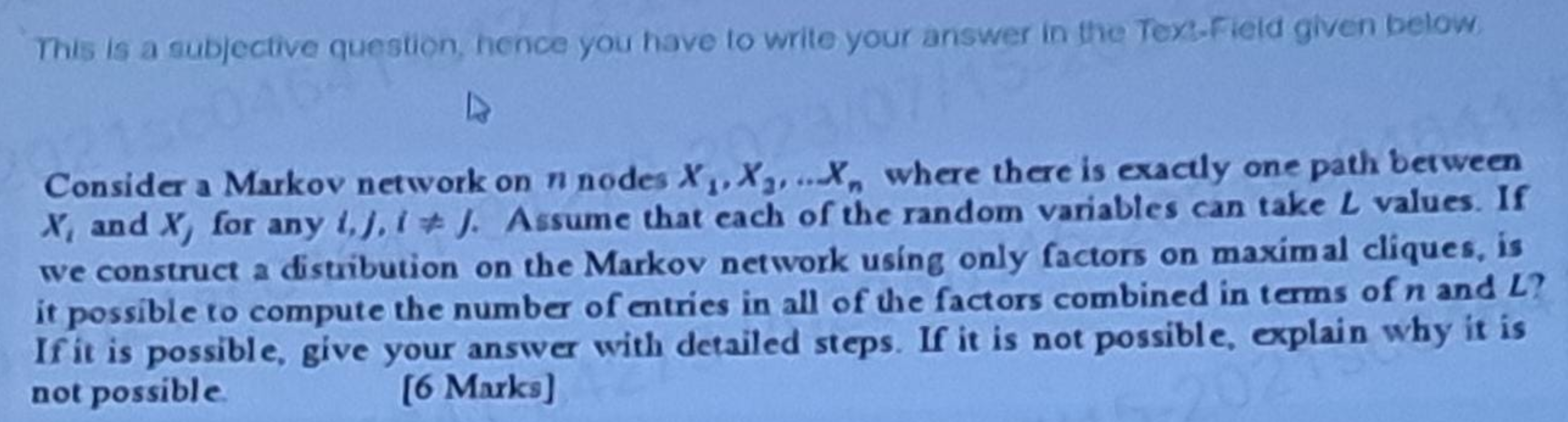 Solved Consider a Markov network on n nodes X1,X2,…Xn where | Chegg.com