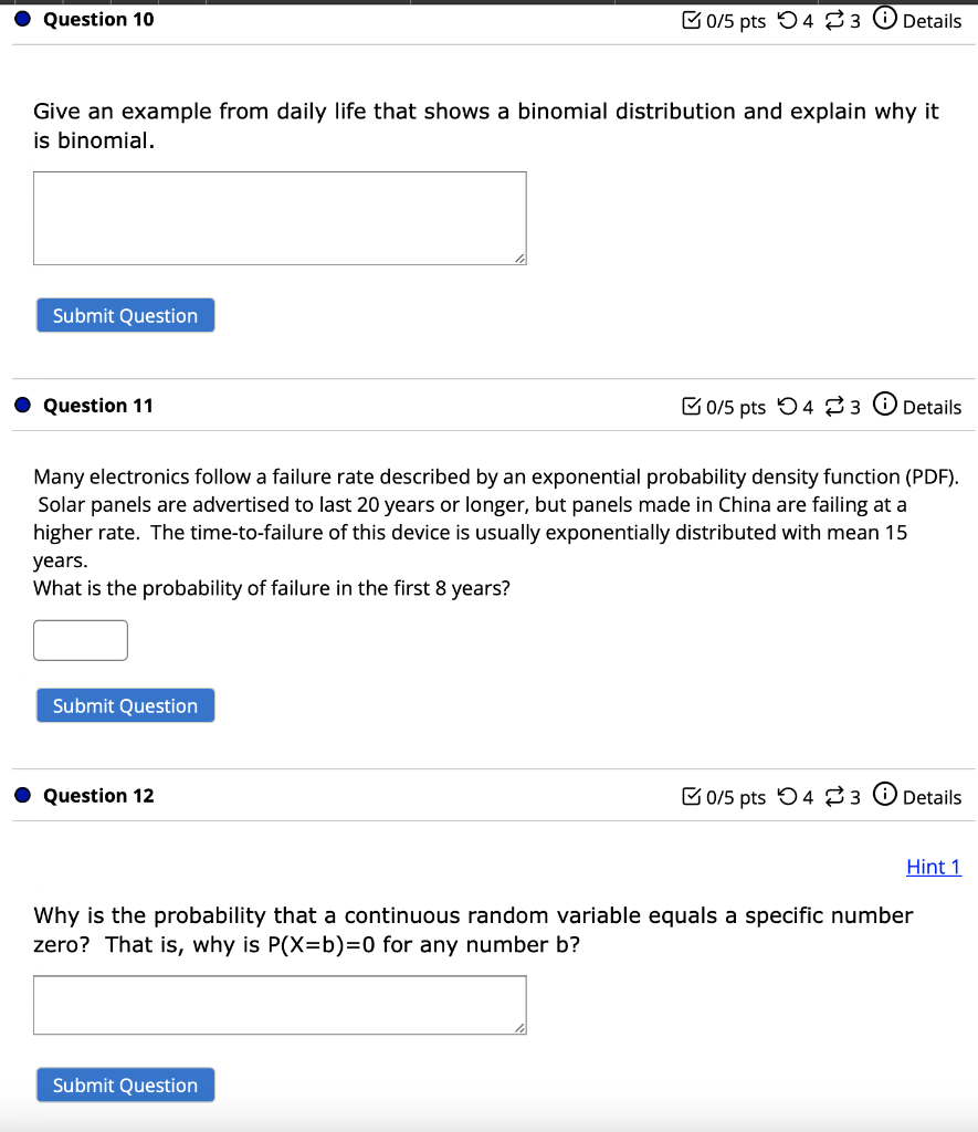 Solved Give an example from daily life that shows a binomial | Chegg.com