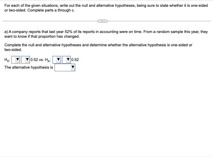 Solved For each of the given situations, write out the null | Chegg.com