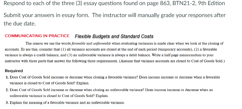 Solved Respond to each of the three (3) essay questions | Chegg.com