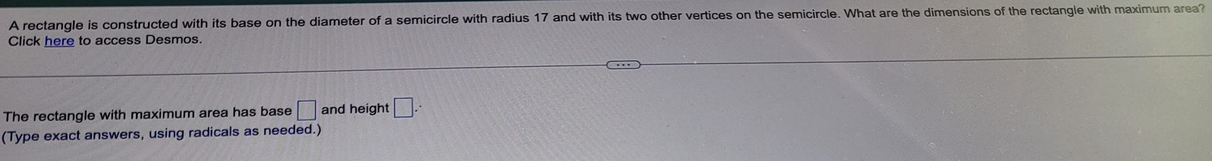 Solved Click here to access Desmos.The rectangle with | Chegg.com