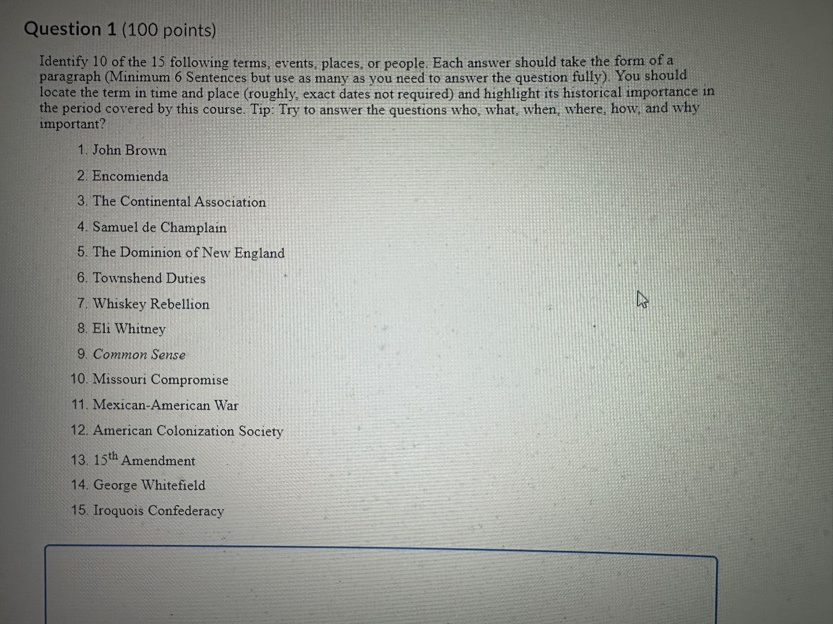 Solved Question 1 (100 ﻿points)Identify 10 ﻿of the 15 | Chegg.com